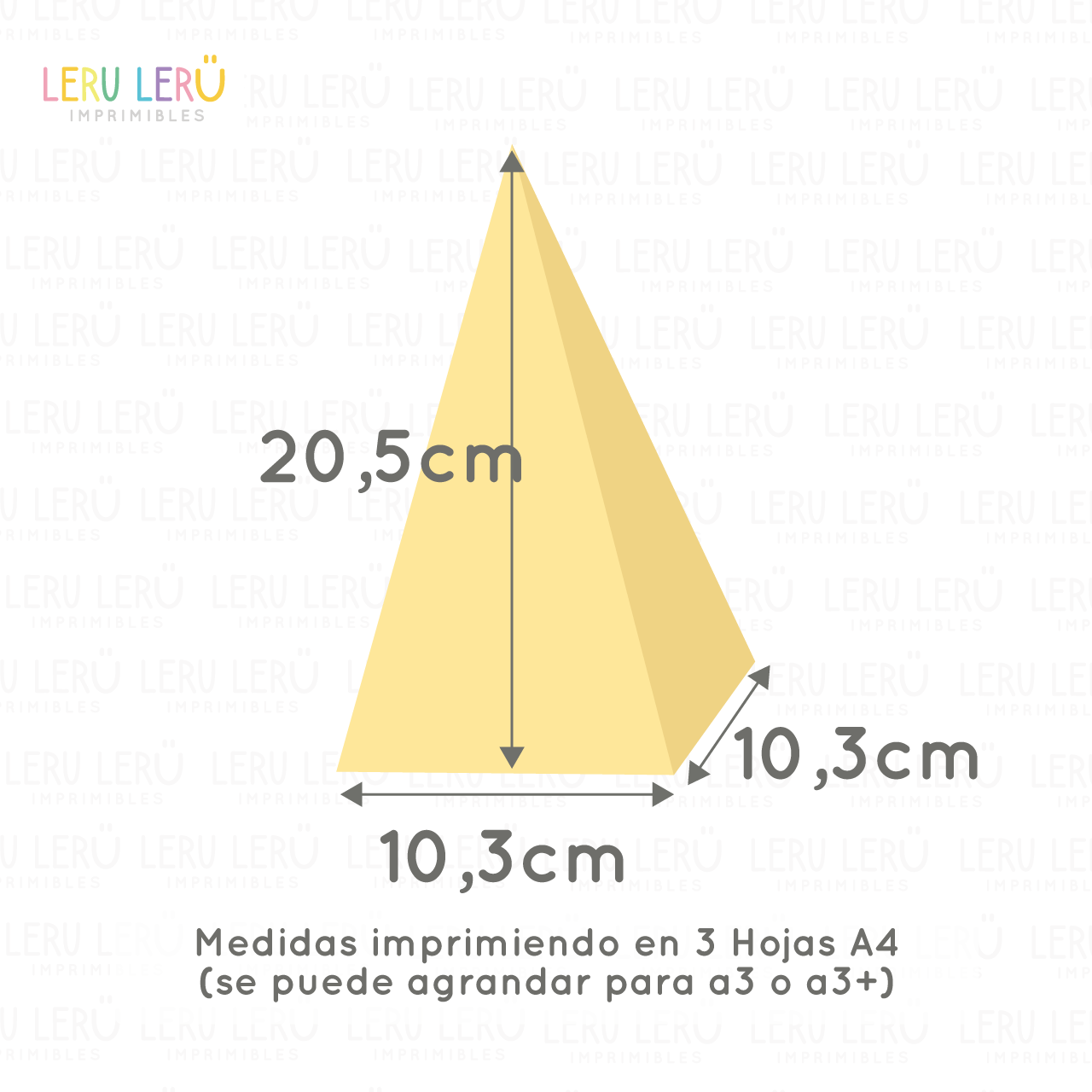 Molde caja pirámide de 4 lados - Leru Leru Imprimibles