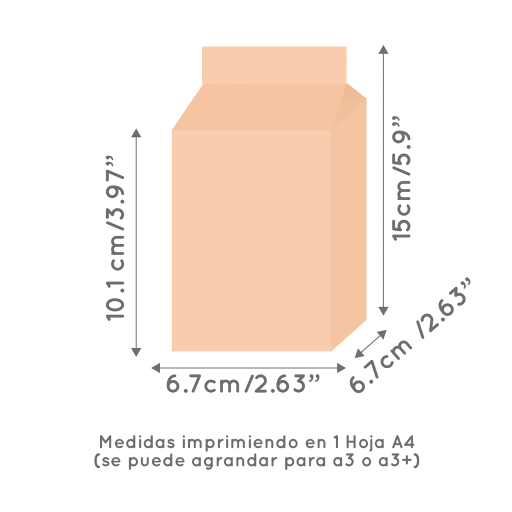 Molde Milk box base cuadrada - Leru Leru Imprimibles