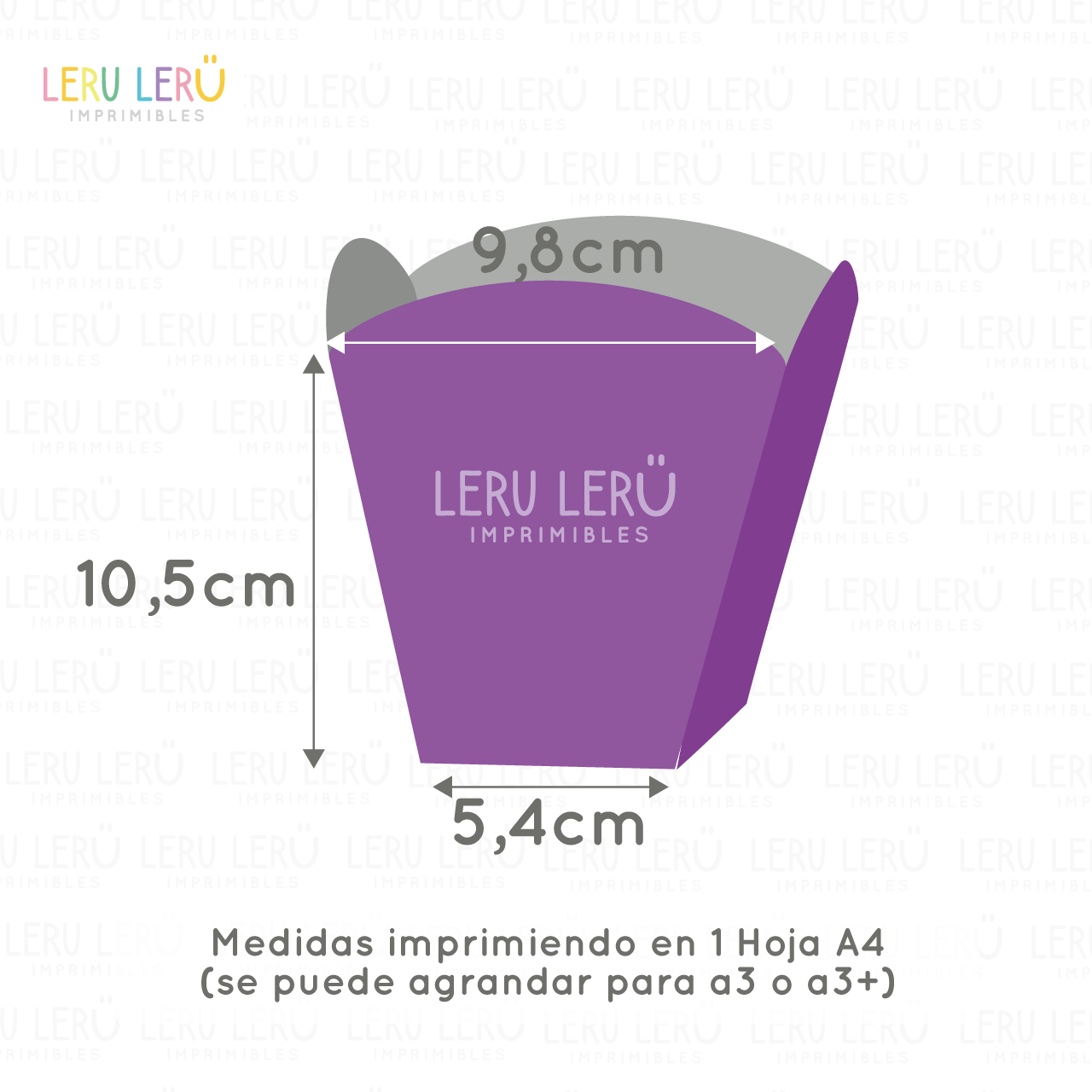 Molde Pochoclera baja semicirculo - Leru Leru Imprimibles