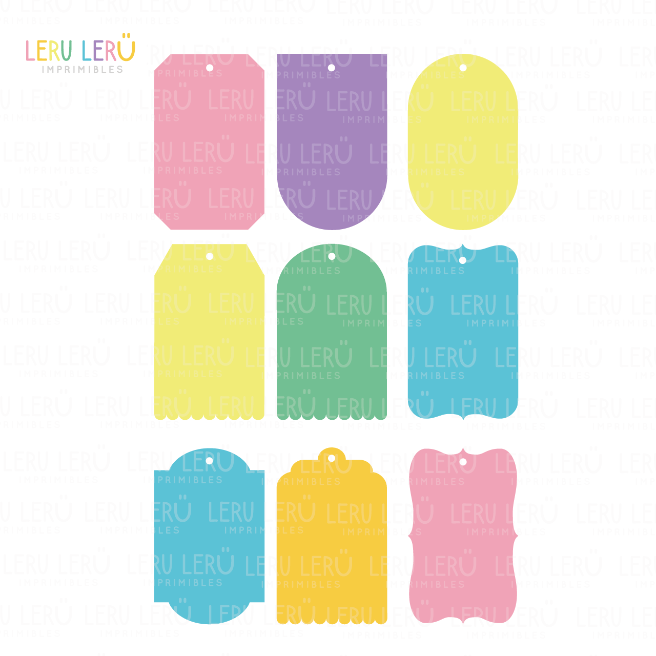 50 Moldes de Tags - Leru Leru Imprimibles