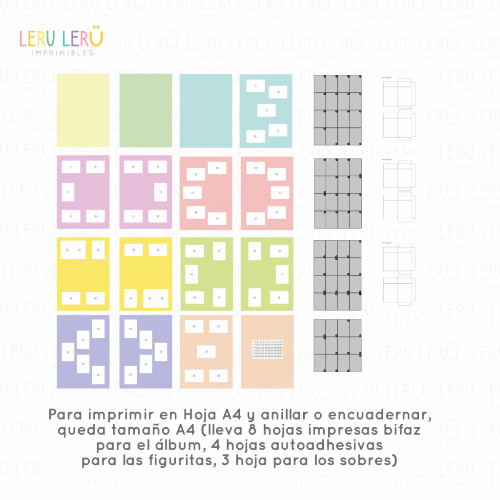 Molde álbum de 60 figuritas - Leru Leru Imprimibles