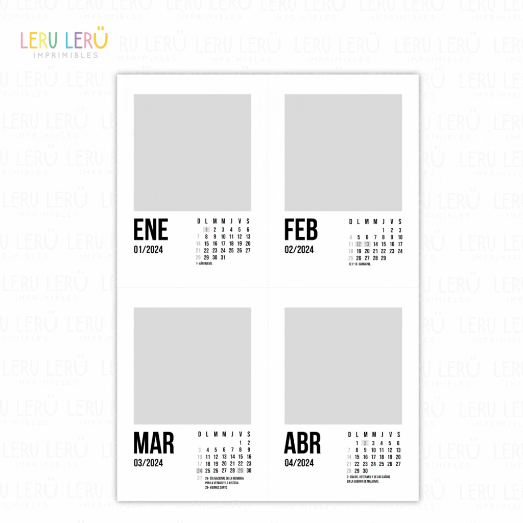 Calendario / Almanaque archivos - Leru Leru Imprimibles