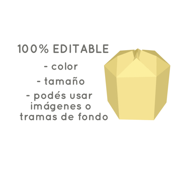 Molde caja hexagonal con triángulos y picos - Leru Leru Imprimibles